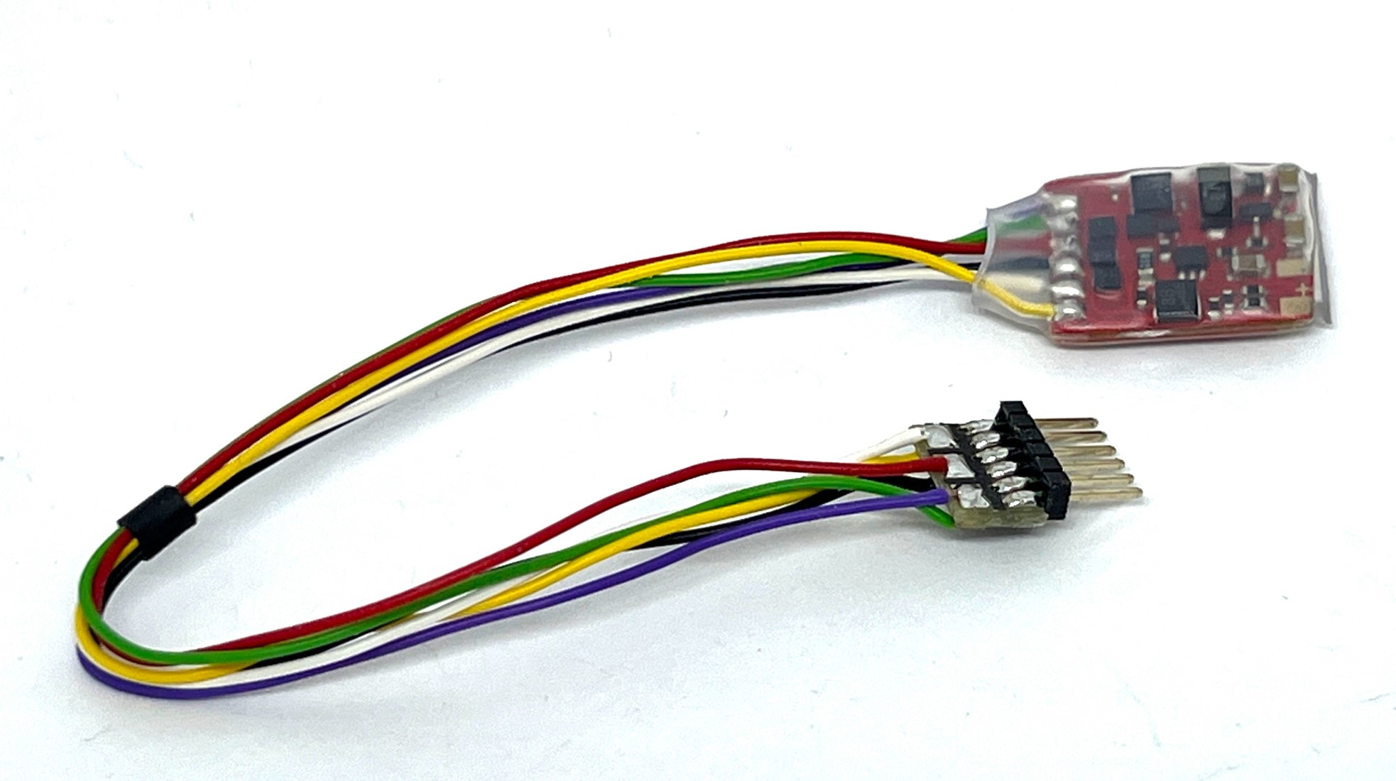 tOm 02010117 - Functie Decoder MICRO II 6W6P 6 Pins Nem651 met kabel 6 draden ETS Modelspoor